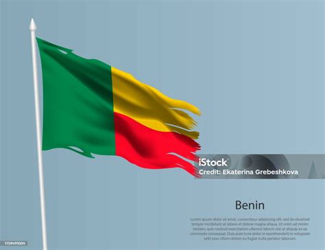 베냉의 누더기 국기 파란색 배경에 물결 모양의 찢어진 천 3차원 형태에 대한 스톡 벡터 아트 및 기타 이미지 3차원 형태 개체 그룹 국가 관광명소 Istock