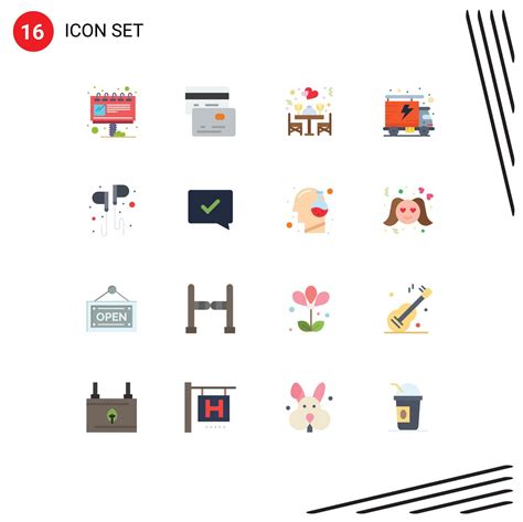 Stock Vector Icon Pack Of 16 Line Signs And Symbols For Music Hand Love