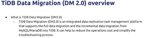 【tidb 40 Pcta 学习笔记】 361 Data Migration Tools Introduction （tidb 数据迁移工具介绍）2班刘亚光 Tidb 的问答社区