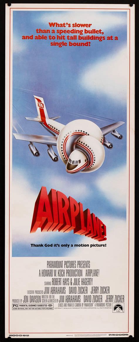 Airplane Movie Poster 1980 Insert 14x36