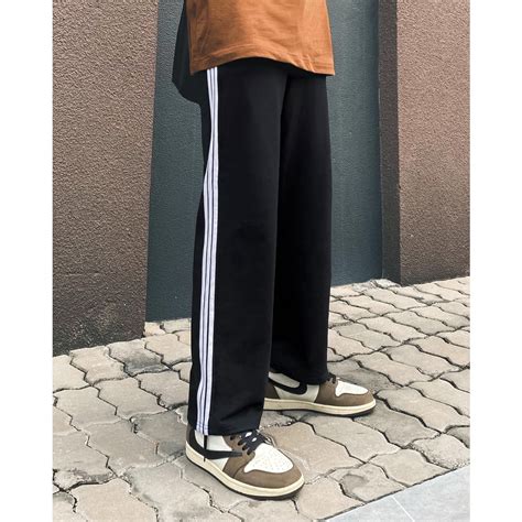 Jabasi Mens 3 Stripe Straight Pants Long Height Flattering