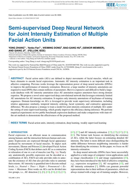 PDF Semi Supervised Deep Neural Network For Joint Intensity Estimation Of Multiple Facial