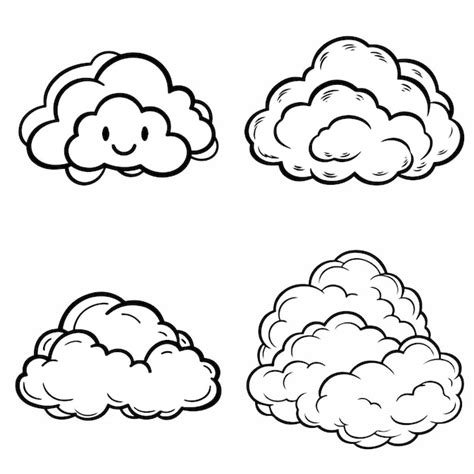 손으로 그린 벡터 색칠 공부 구름의 그림 프리미엄 벡터