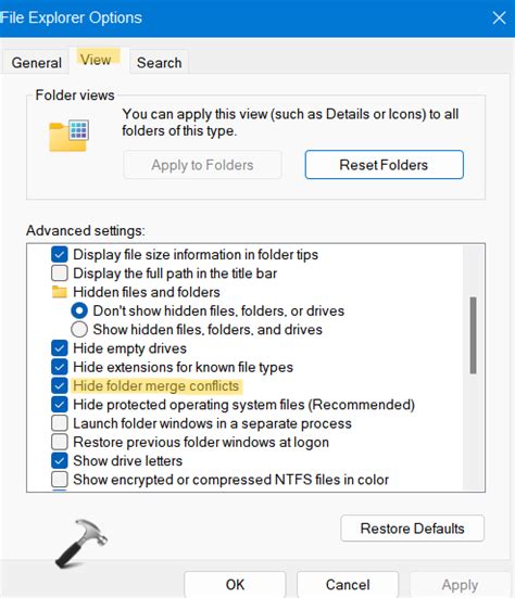 Enable Disable Folder Merge Conflicts In Windows 11