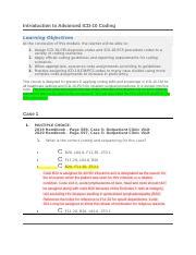 Introduction To Advanced ICD Case Till Docx Introduction To Advanced ICD Coding