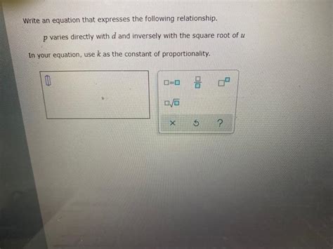 Solved Write An Equation That Expresses The Following