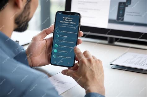 Premium Photo Man Showing Smartphone Assessment On Screen