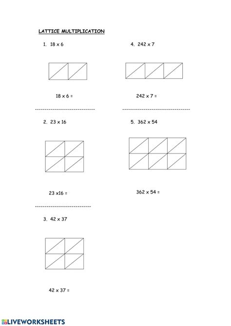 Lattice Multiplication Worksheets Pdf Printable Worksheets