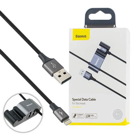 Baseus Special Data Cable Backseat Usb To Ip Dual Usb Black