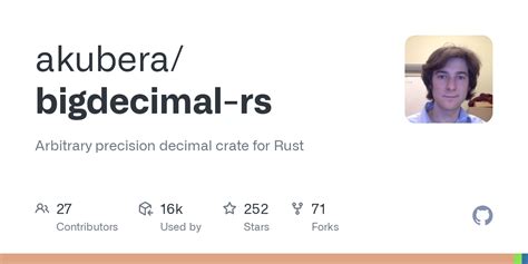 github akubera bigdecimal rs arbitrary precision decimal crate for rust
