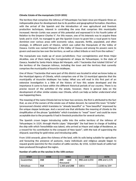 The Former Estate Of Chivela Pdf New Spain