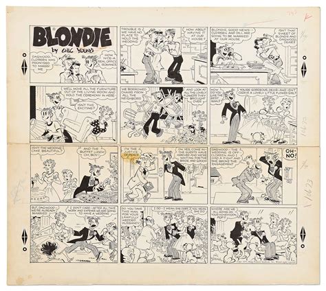 Lot Detail Chic Young Hand Drawn Blondie Sunday Comic Strip From