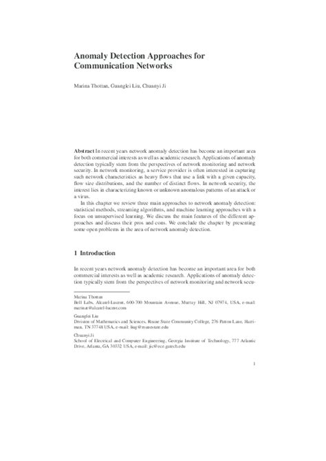 Pdf Anomaly Detection Approaches For Communication Networks