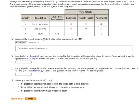 Solved Management Decision Systems Mds Is A Consulting