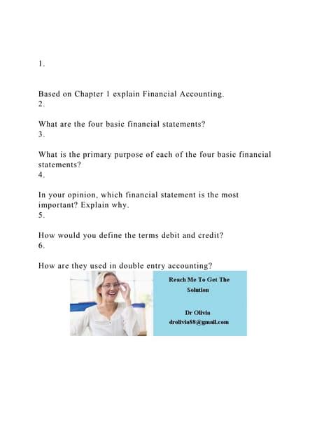 1 Based On Chapter 1 Explain Financial Accounting 2 W Docx