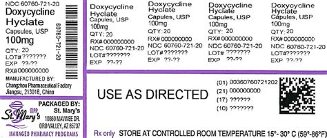 Ndc 60760 721 Doxycycline Capsule Oral Label Information Details