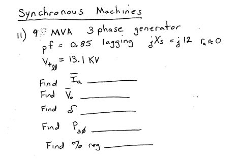 Solved Synchronous Machines 11 9 Mva 3 Phase Generator
