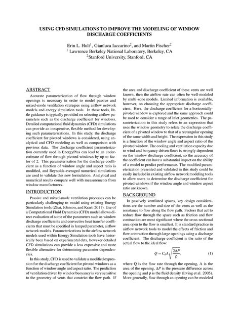 Final Report Towards Improved Energy Simulation Tools For Buildingspdf Using Cfd Simulations