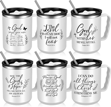 Nitial 6 Pcs 17 Oz Christian Coffee Mugs With Lid And