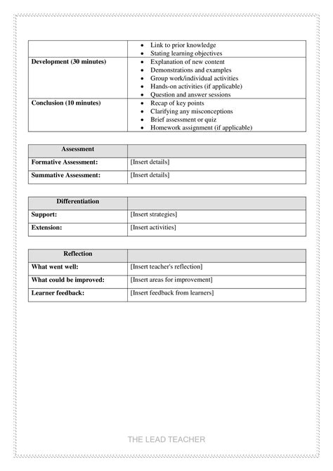 key stage 3 lesson planning template for all subjects