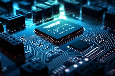 Premium Photo Closeup Image Of A Blue Circuit Board With A Central