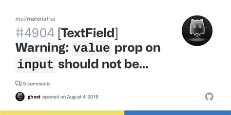 Textfield Warning `value` Prop On `input` Should Not Be Null · Issue 4904 · Muimaterial Ui