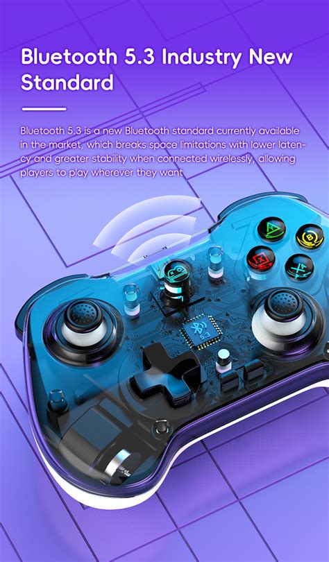 Z X Transparent Wireless Game Controller With Hall Rocker Turbo Feature And Motor Vibration