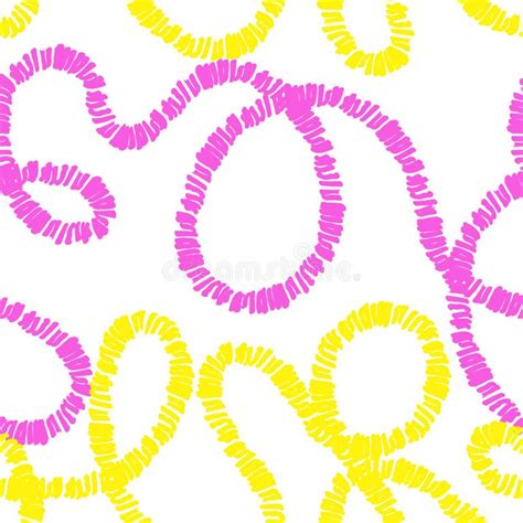 Naive Seamless Squiggle Pattern With Bright Colored Textured Wavy Lines On A Light Background