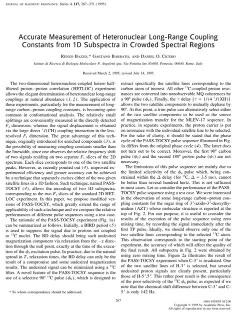 Pdf Accurate Measurement Of Heteronuclear Long Range Coupling Constants From 1d Subspectra In