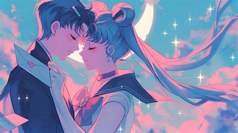 Sailor Moon Tuxedo Mask Romantic Moonlit Desktop Wallpaper