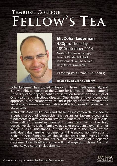 Fellows Tea With Mr Zohar Lederman Tembusu College