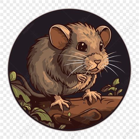 카메라를 똑바로 바라보는 쥐 그림이 있는 둥근 마우스 스티커 일러스트 벡터 들쥐 상표 Png 일러스트 무료 다운로드 Lovepik