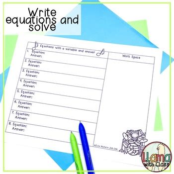 Variables In Word Problems Task Cards By Llama With Class TPT