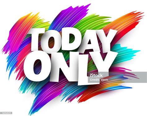 오늘은 흰색 위에 다채로운 스펙트럼 페인트 브러시 스트로크가 있는 유일한 종이 단어 기호입니다 광고에 대한 스톡 벡터 아트 및 기타 이미지 Istock
