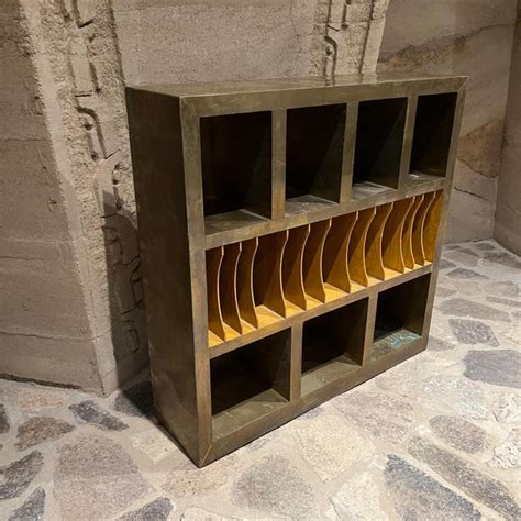 1980s Custom Sectioned Storage Case Rustic Wood Wrapped In Brass Chairish