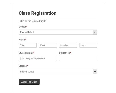 Class Registration Form Template Free Free Printables Hub