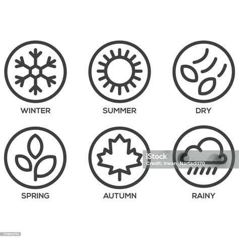 세계 아이콘의 6 계절 현대 기호 선형 픽토그램 윤곽선 기호 간단한 얇은 선 벡터 디자인 요소 템플릿 아이콘에 대한 스톡 벡터 아트 및 기타 이미지 Istock