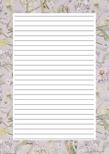 Theme Writing Paper May Gibbs Green Gossiping By The Green Fairy