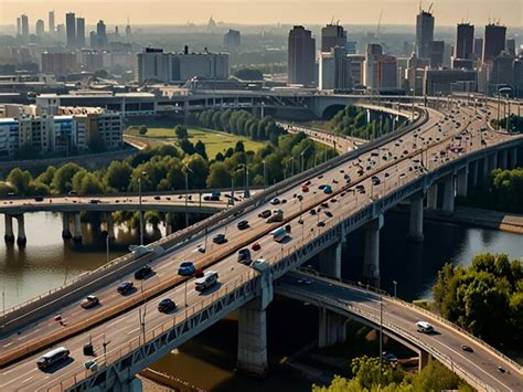 Bridges And Overpasses Urban And Industrial Background Premium Ai Generated Image