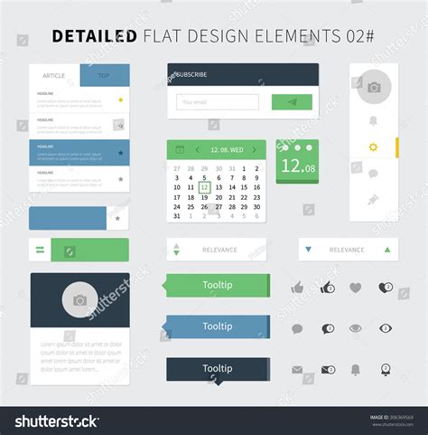 Set Flat Design Ui Kit Webdesign Stock Vector Royalty Free 306369569 Shutterstock