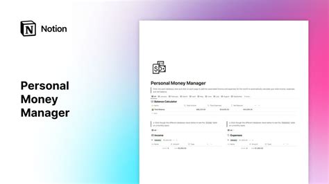 notion notiontemplate moneymanager notion templates