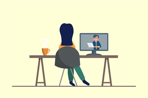 교육 교육 온라인 튜토리얼 E러닝 개념 컴퓨터에서 웨비나를 보는 여성 플랫 벡터 그림입니다 가공의 인물에 대한 스톡 벡터 아트 및 기타 이미지 Istock