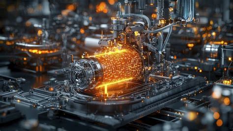 Automated Production Line In A High Tech Factory Digital Visualization