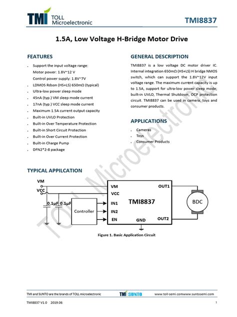Tmi8837 Low Voltage Motor Driver Ic Pdf Power Supply Electrical
