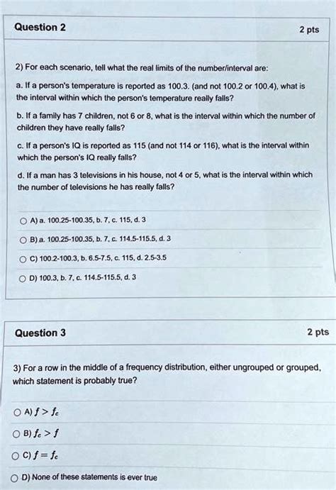 Texts Question 2 2 Pts 2 For Each Scenario Tell What The Real Limits Of