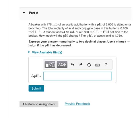 Solved Part Aa Beaker With 175ml ﻿of An Acetic Acid Buffer