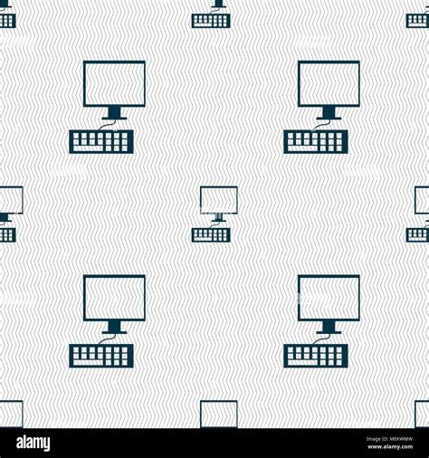 Computer Monitor And Keyboard Icon Seamless Abstract Background With Geometric Shapes Vector