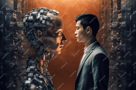 Premium Ai Image Human Facing A Humanoid Robot With A Complex Head