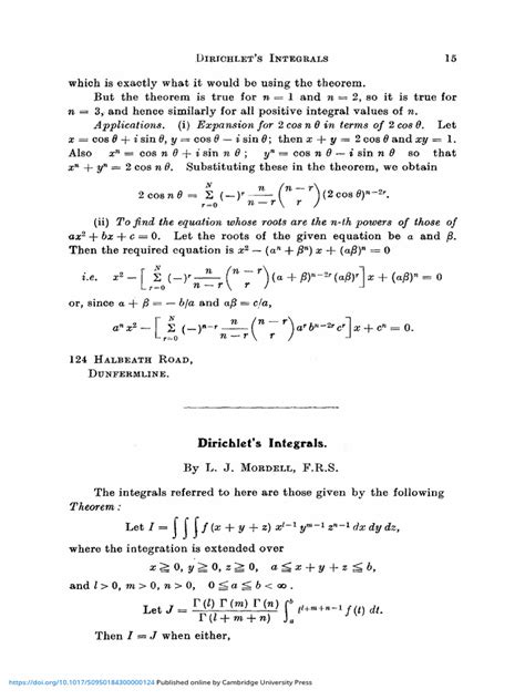 Dirichlets Integrals Pdf Integral Algebra