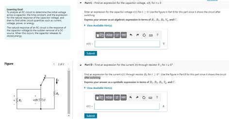 Solved Figure Of Part B Find The Time Constant After Chegg Com